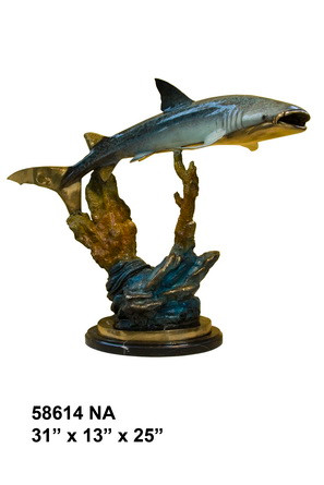 Blue Whale on Metal Base - World of Decor