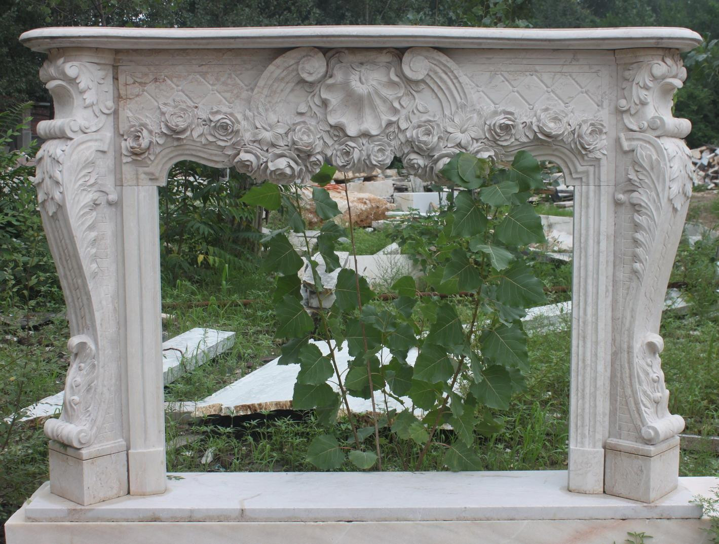Italy Beige Marble Mantel - World of Decor
