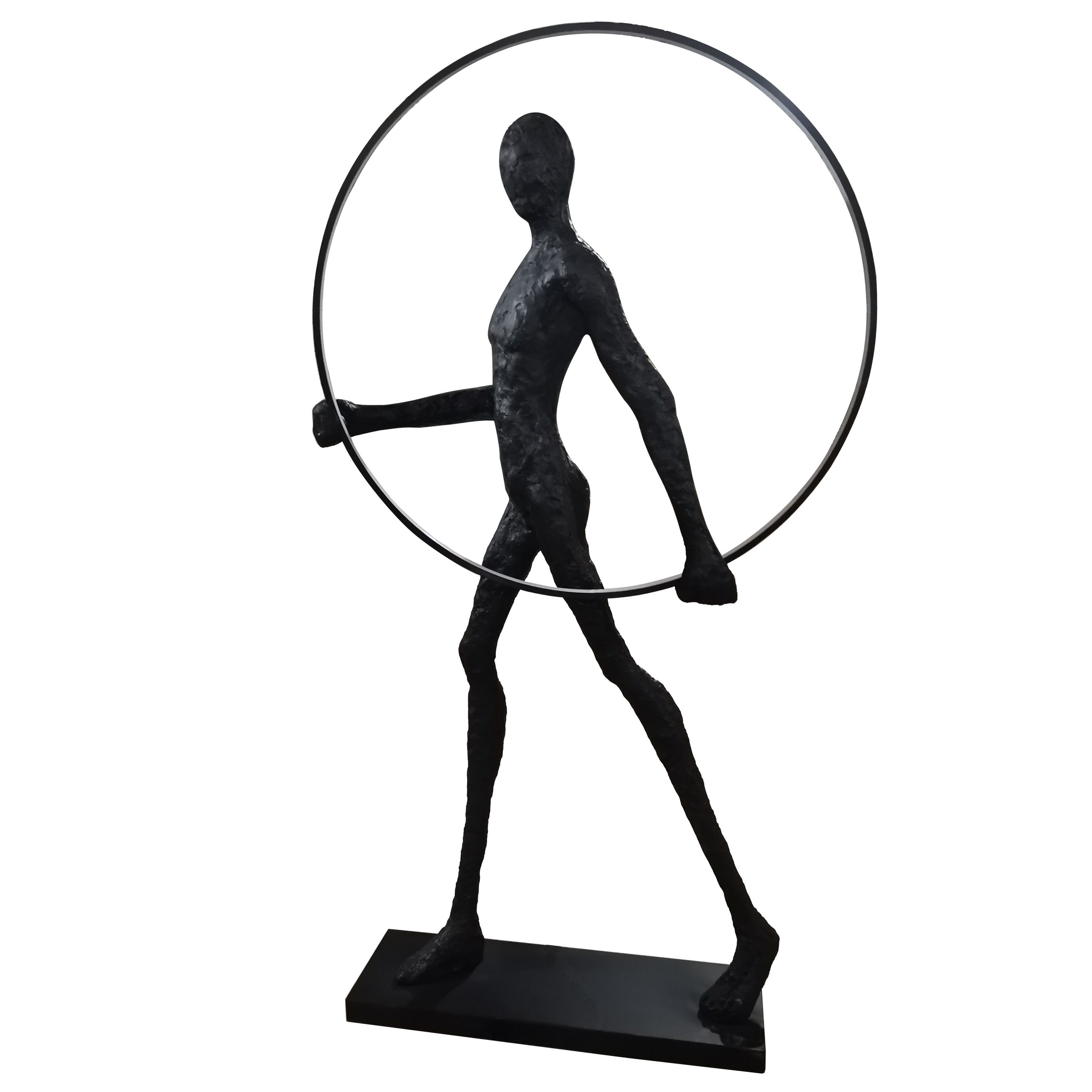Sculpture Modern Man with Illuminated Sphere 82 Inches Tall, Life Size ...