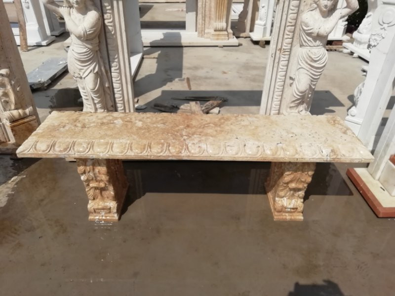 Fancy Carved Marble Bench - World of Decor
