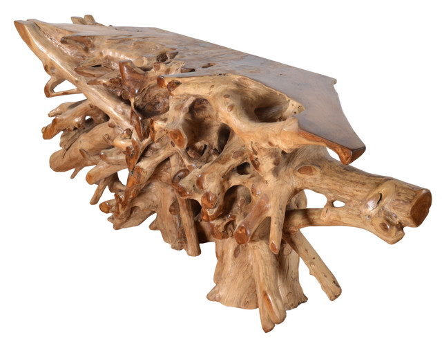 99 Inch Live Edge Teak Root Console - World of Decor