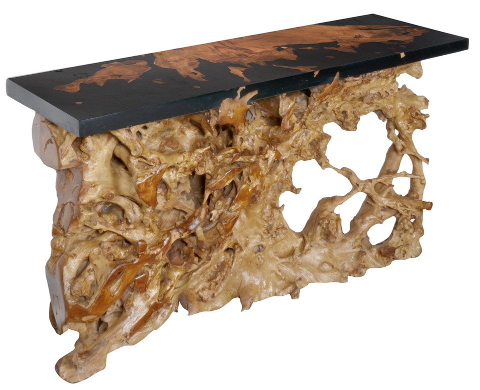 99 Inch Live Edge Teak Root Console - World of Decor
