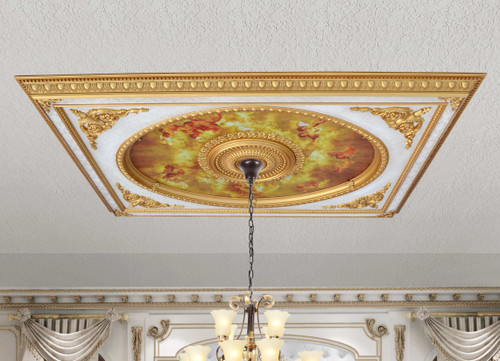 Classical Design Rectangular Ceiling Medallion 6ft x 8ft - World of Decor