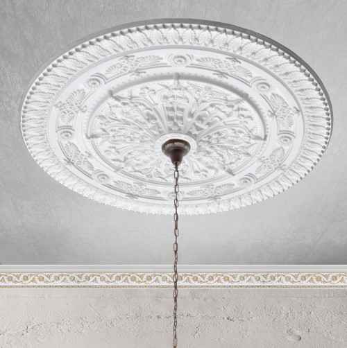 Classic White Round Ceiling Medallion 37 Inch Dia - World of Decor