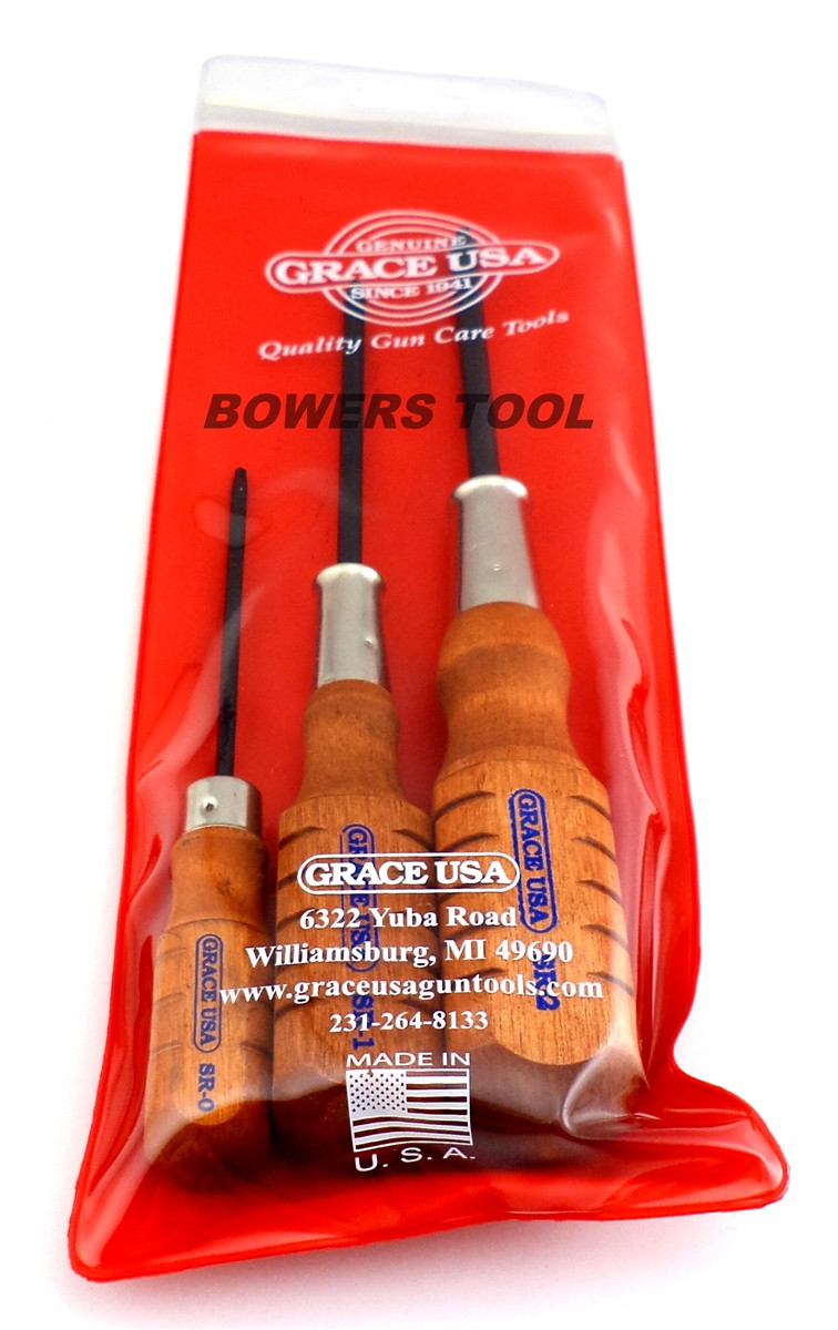 Grace 3pc Square Robertson Wood Handle Screwdriver Set USA Made