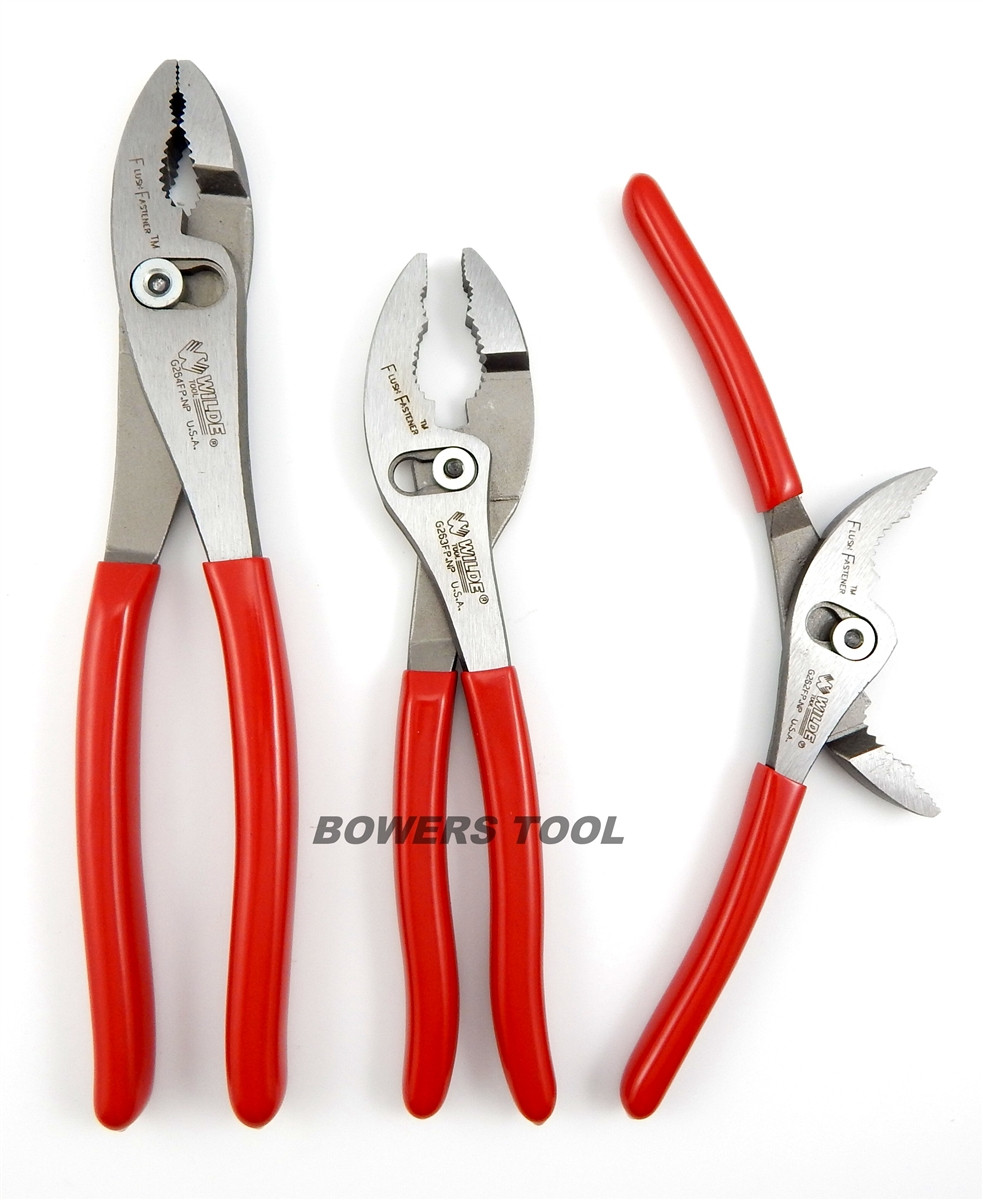 Wilde Tool 3pc Combination Slip Joint Flush Fastener Plier Set 6 8 10 ...