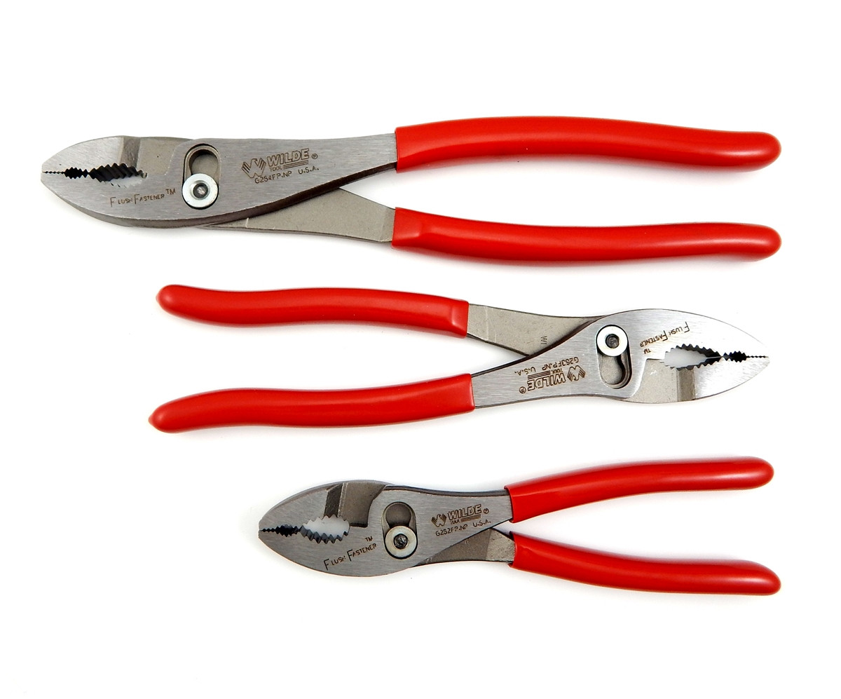 Wilde Tool 3pc Combination Slip Joint Flush Fastener Plier Set 6 8 10 ...