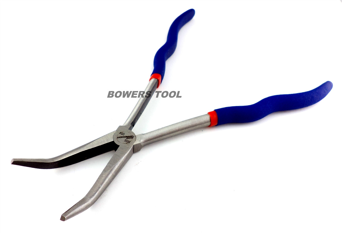 Pro America 11" Extra Long Nose Pliers 45 Degree Curve Bend USA Made
