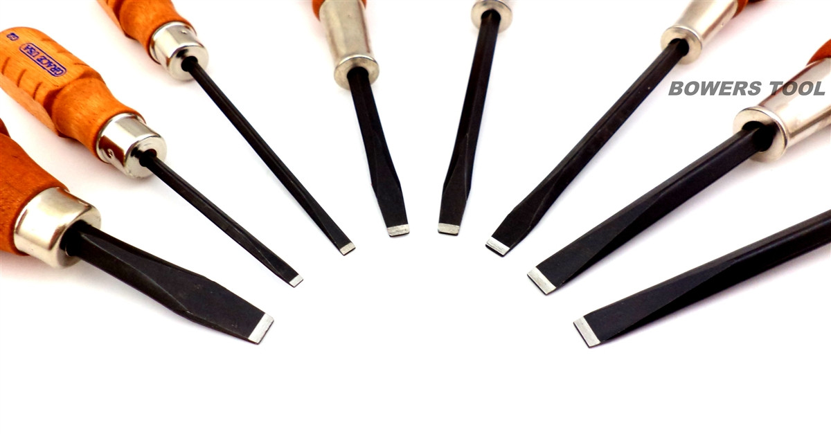 Grace USA 8pc Original Flat Slotted Wood Handle Screwdriver Set