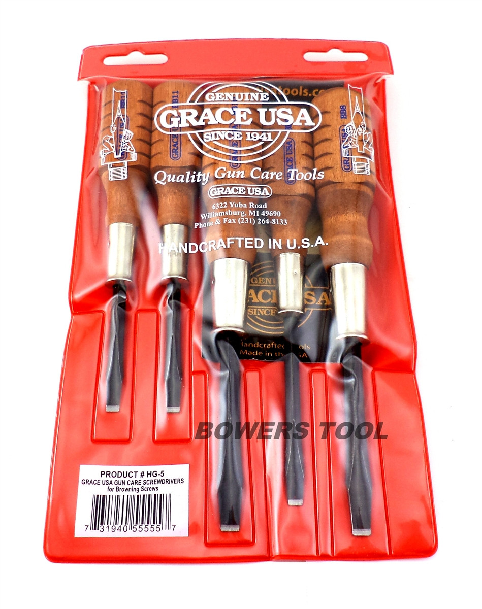 Grace USA 5pc Flat Slotted Screwdriver Set for Browning Gun Care HG-5 ...