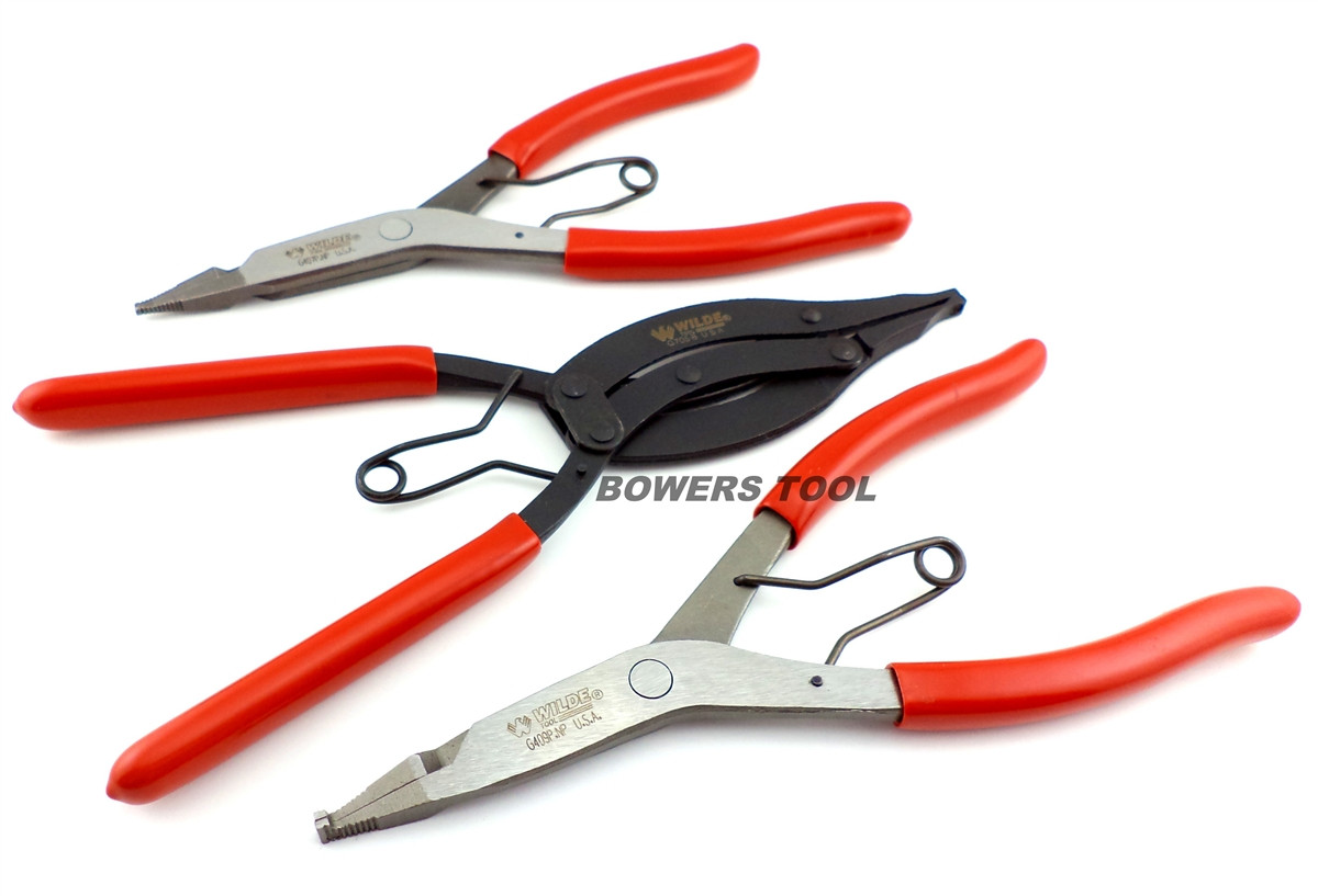 Wilde Tool 3pc Lock Ring Pliers Set Compound Right Angle 90 Straight ...