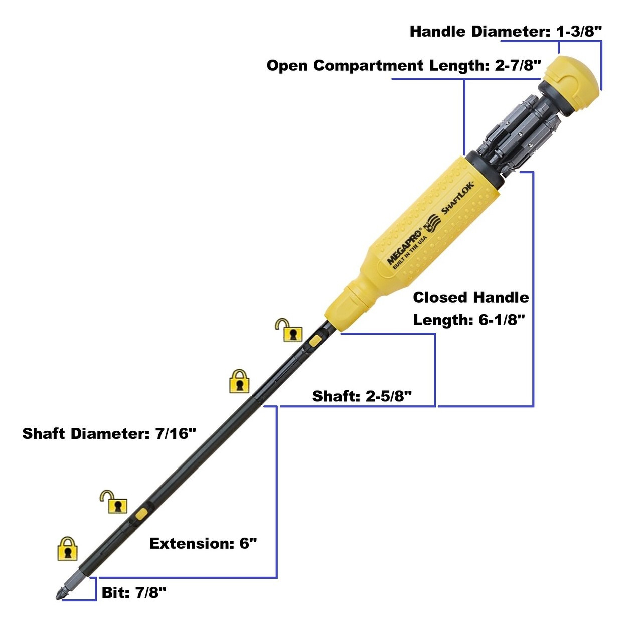 Megapro ShaftLok 15 in 1 Screwdriver with Extension & Pouch Shaft Lock ...