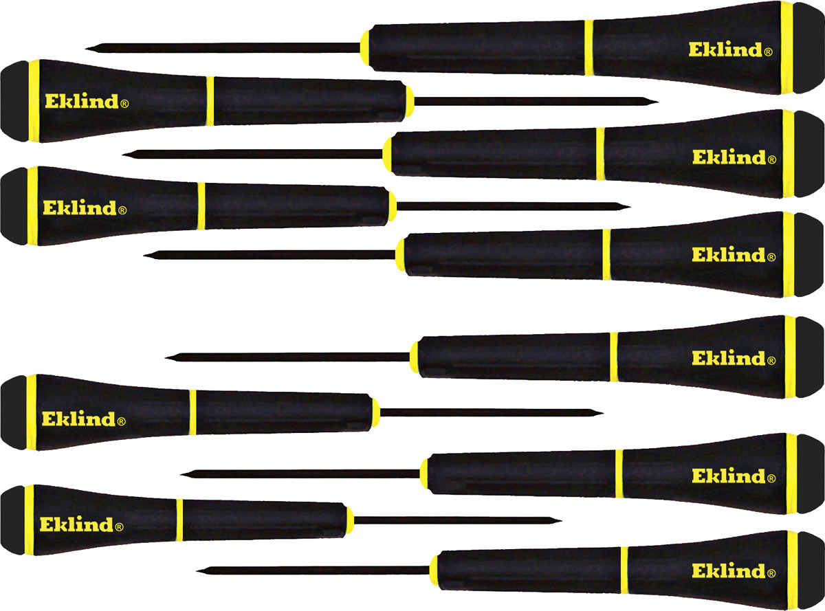 Eklind 10pc Precision Screwdriver Set Phillips Flat Slot Comfort Grip ...