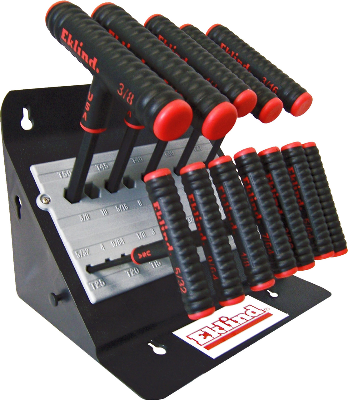 Eklind T Handle Hex Wrench Set 60625 Metric SAE INCH 23pc 6" Arm w 2 ...