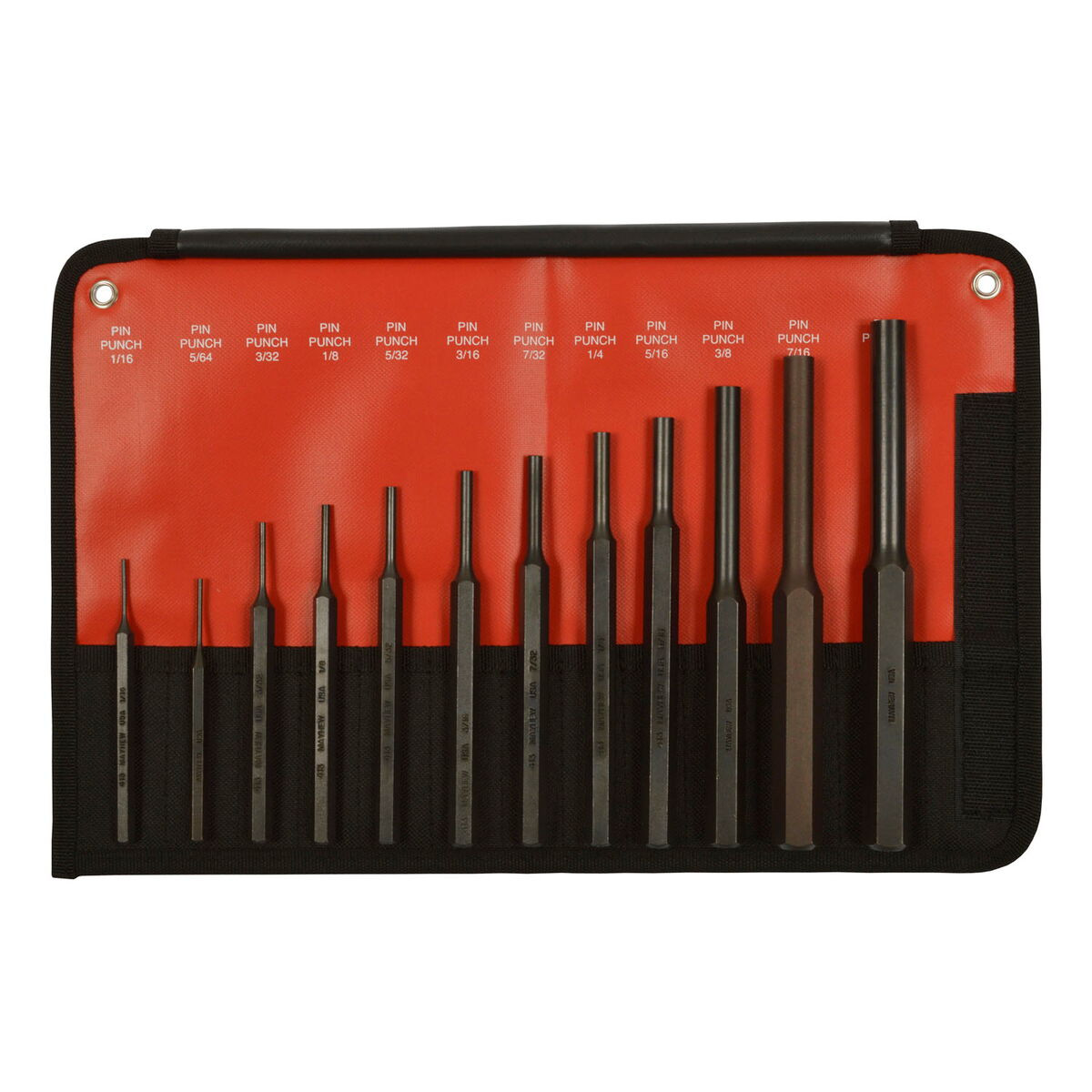 Mayhew 12pc Pin Punch Set 62078 1/16" to 1/2" Black Oxide Finish Made ...