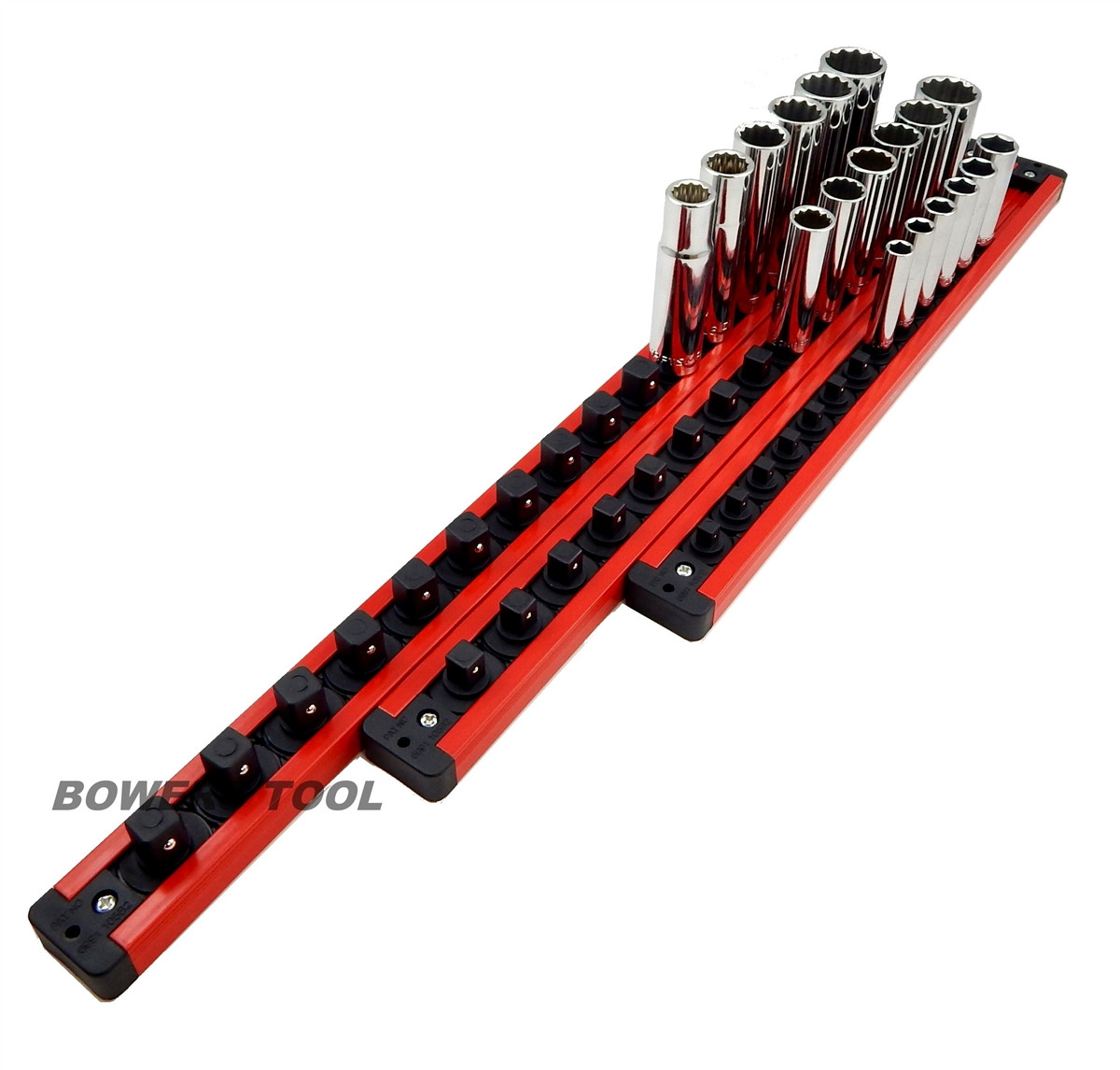 Mechanics Time Saver 1/4 3/8 1/2 Drive Lock A Socket Magnetic Rail Rack ...