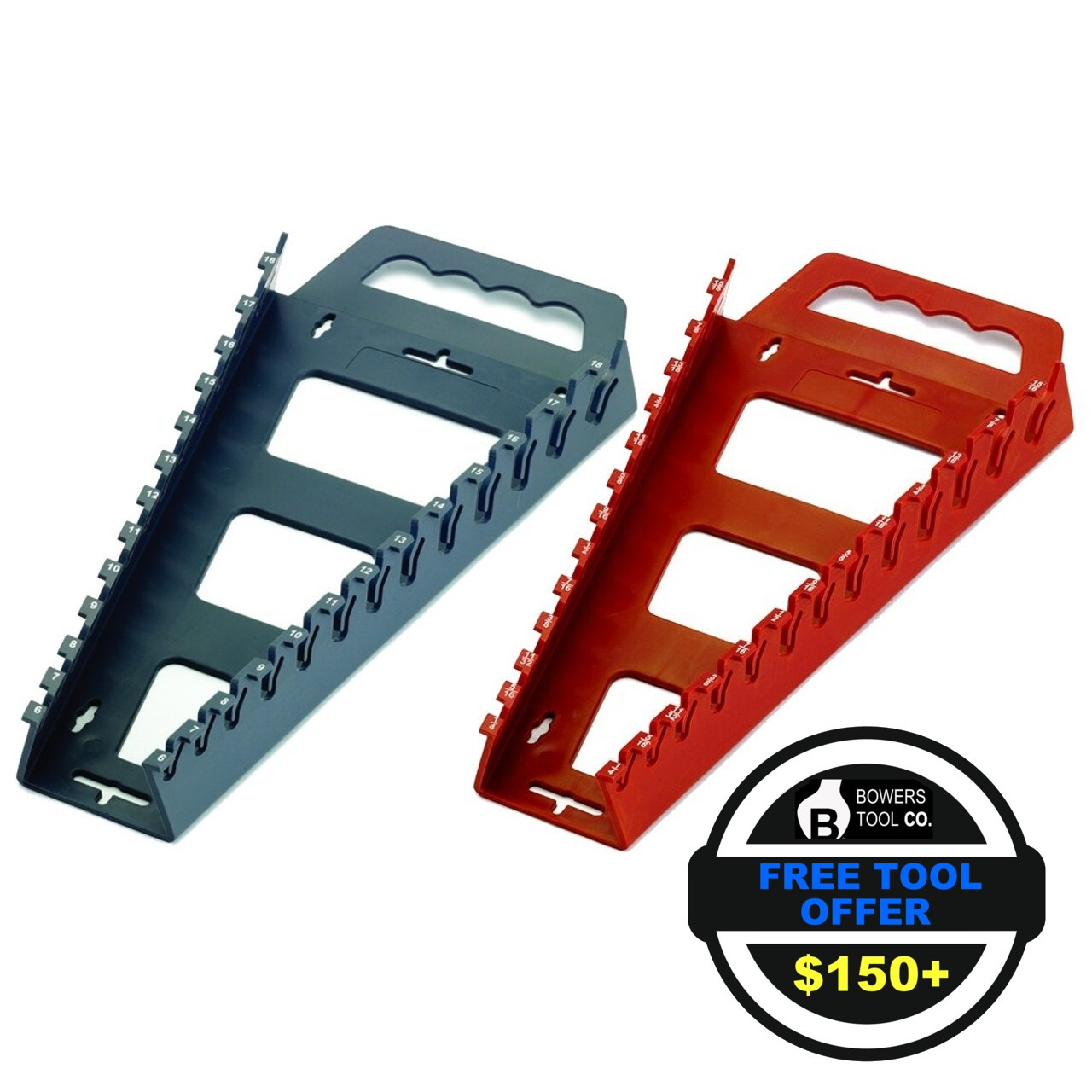 Hansen 9pc Socket Wrench Organizer Tray Rack Set Metric SAE USA