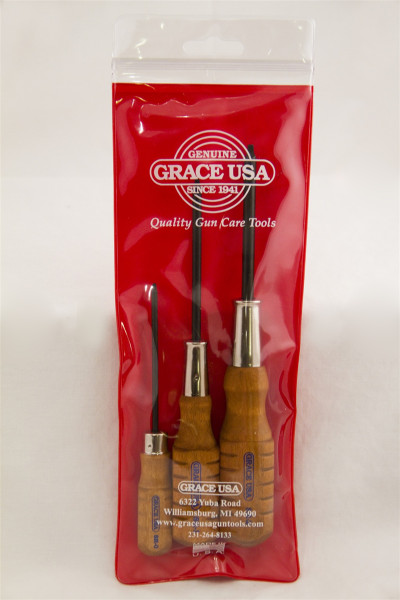 Grace 3pc Square Robertson Wood Handle Screwdriver Set USA Made