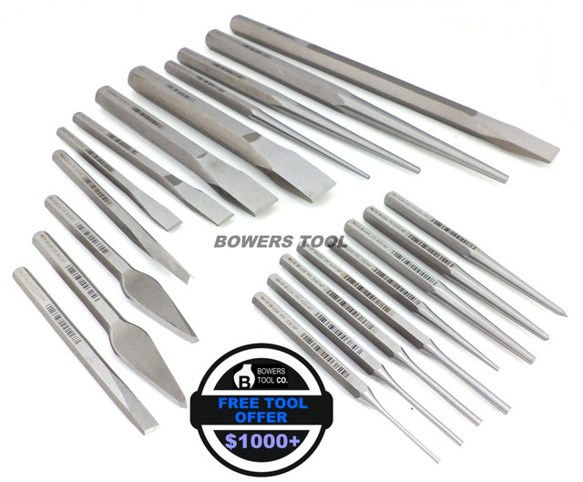 Wilde Tool 20pc Punch & Chisel Set Pin Taper Center Made in USA FTO ...