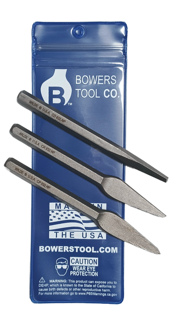 Wilde Tool 3pc 3/16 Diamond 1/4in Cape and Round Chisel Set w Pouch USA ...