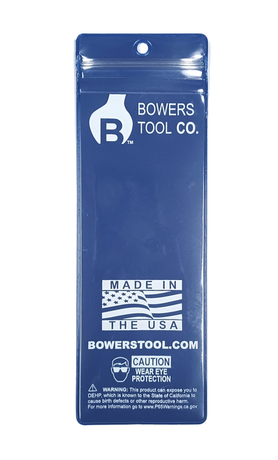 Bowers Tool Co. Vinyl Pouch 3"x8-7/8" OD Zip Blue, White Text, Drawing ...