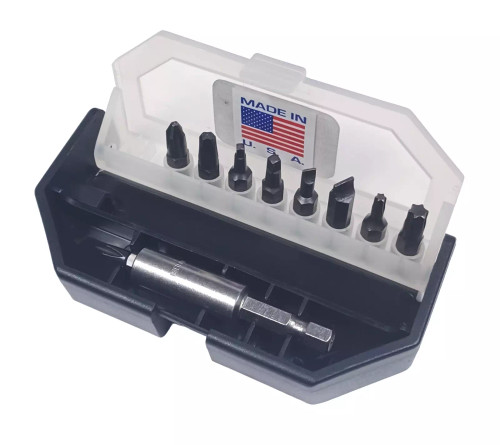 MIGG 10pc Pocket Bit Set w Magnetic Bit Holder, Locking Ring, Made in ...