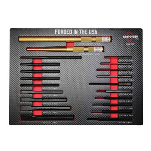 Mayhew 21pc Punch and Chisel Set 60210F w Foam Block Pilot Pin Solid ...