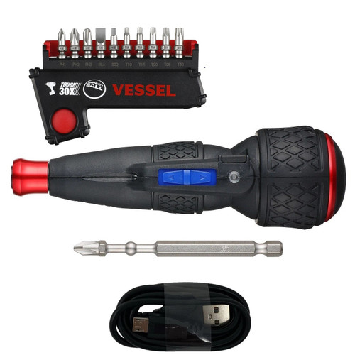 Vessel Cordless Electric Screwdriver w Ball Grip, High Torque, 11 pc ...