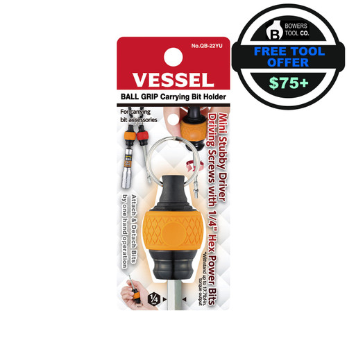 Vessel Ball Grip Carrying Bit Holder QB-22YU (Yellow) FTO - Bowers Tool Co.