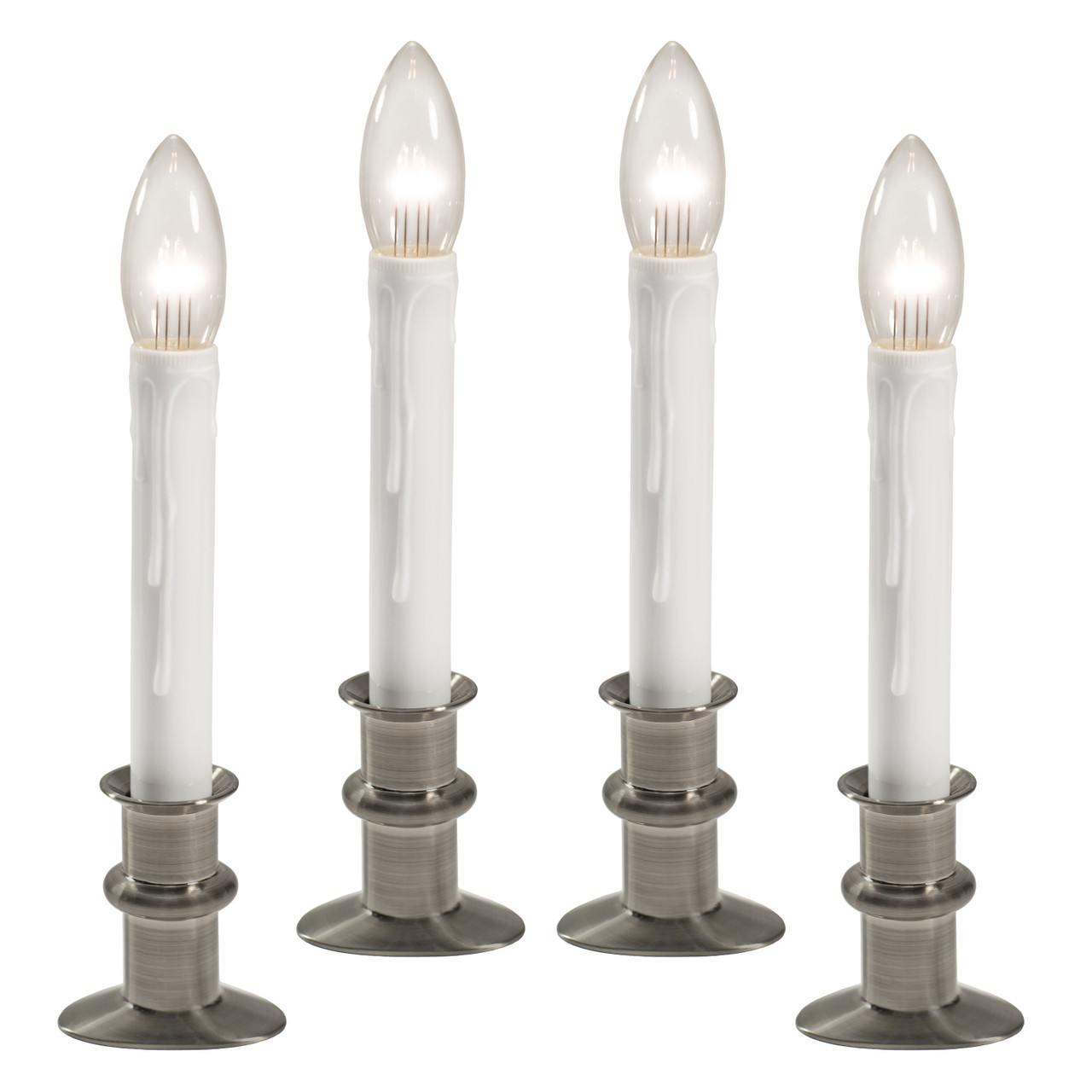 Slimline Ultra-Bright LED Window Candles, Battery Operated, Metal Base ...