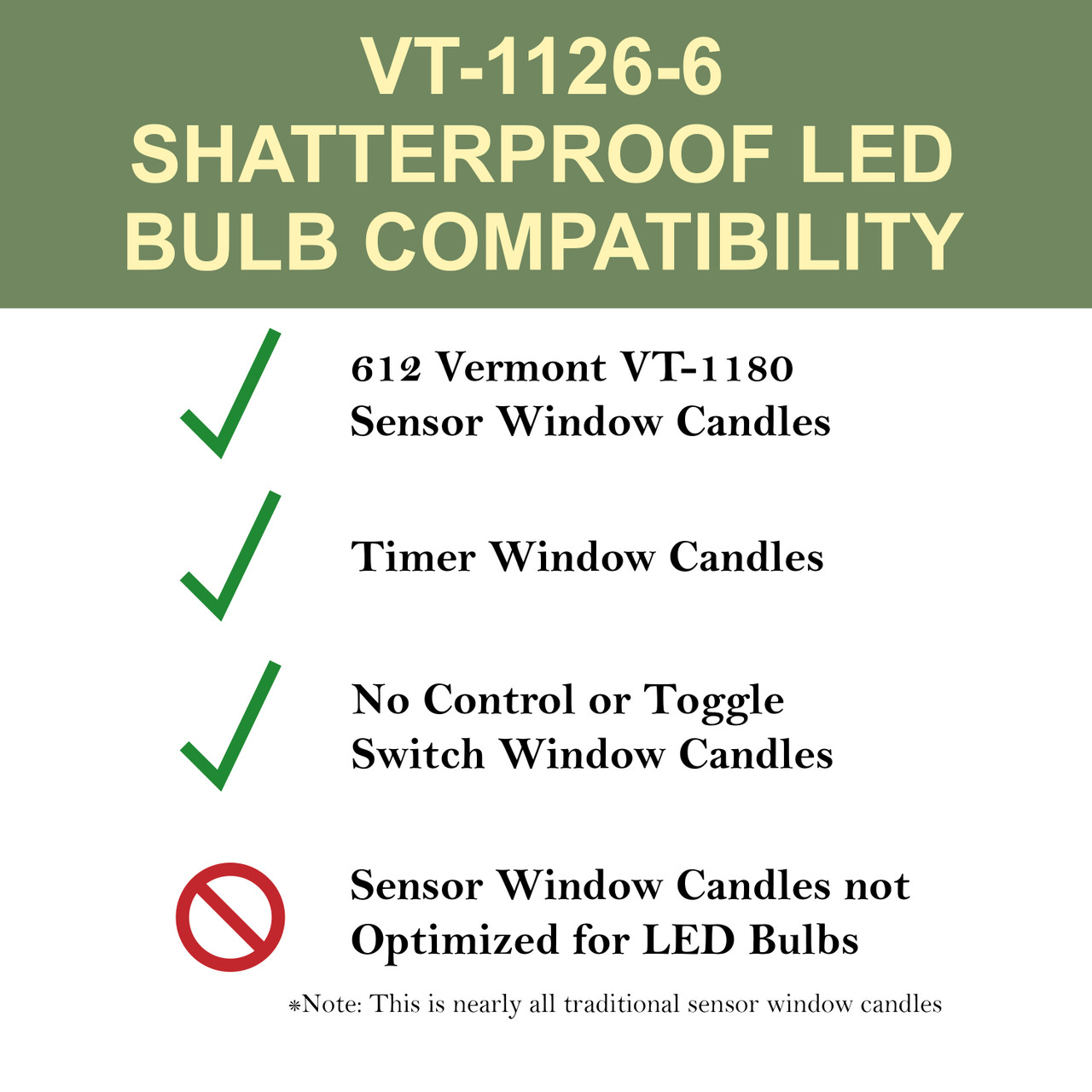 Shatterproof LED Window Candle Replacement Bulbs for VT-1188 Series ...