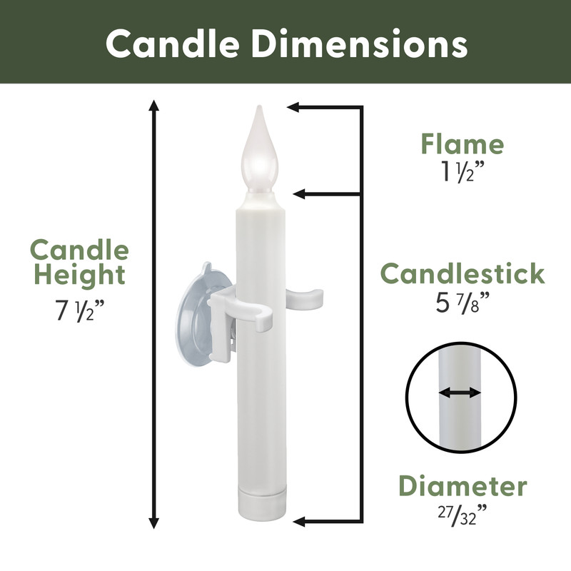 Battery Operated Suction Cup Window Candles with Timer | Bright Hot ...