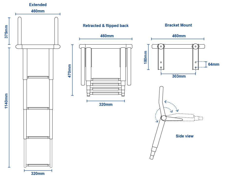 Ladder Above Platform Telescopic with Grab Handles 4 Step