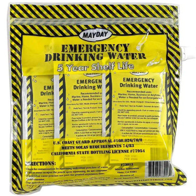 Mayday Emergency Drinking Water - 6 Pack/Pouches - Sadlers Maritime ...