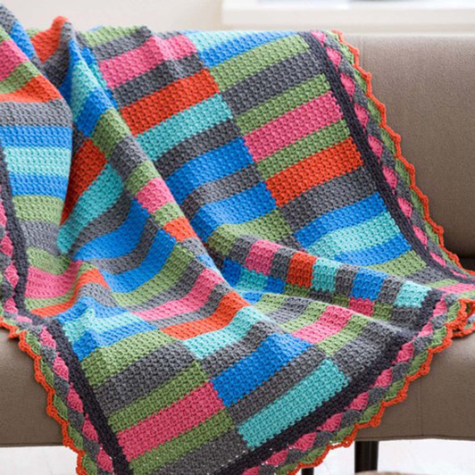 Red Heart Vibrant Stripes Throw Crochet Kit