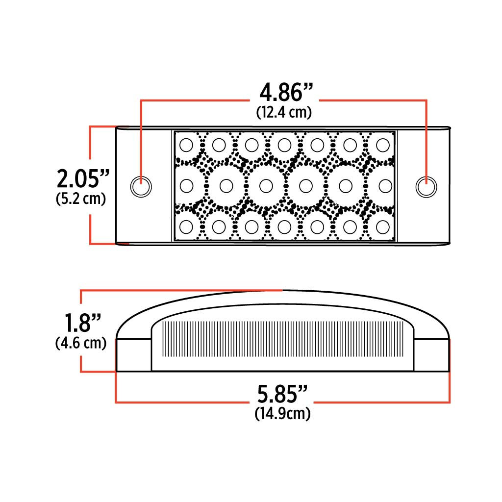 Trux TLED-2X6R 2" X 6" Red Marker Rectangular LED Light