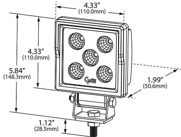Grote BZ201-5 BriteZone 4" Square LED Work Light 1100 Lumens ...
