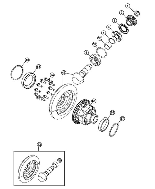 DRK365 Magna Steyr 275mm Front Differential Bearing Kit Dodge Ram 4500/ ...