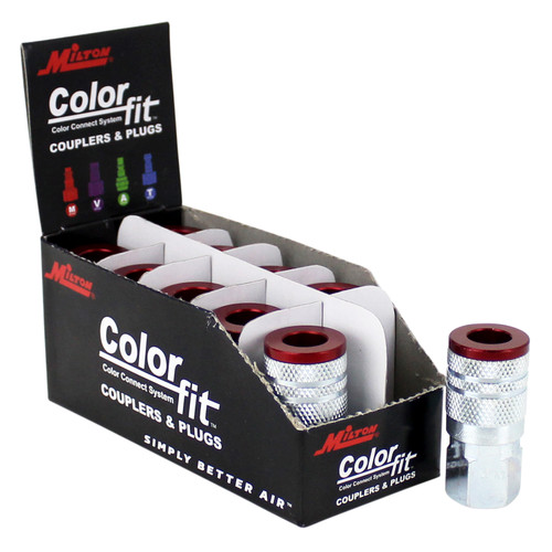Milton 715MC ColorFit Couplers, M-style Red, 1/4" NPT Female