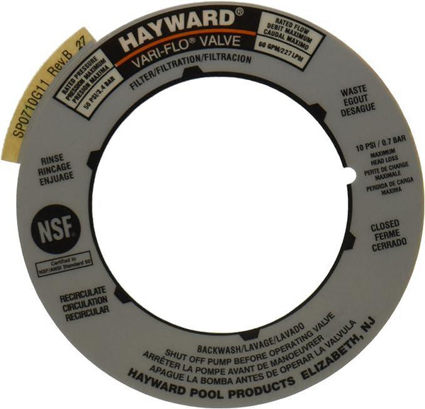 Hayward SPX0714G11, Valve Position Label | Canada Hot Tub