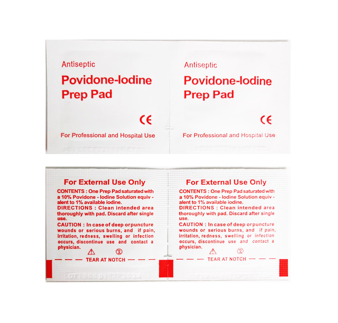 Povidone-Iodine Prep Pads - Pack of 100 Pads - Israeli First Aid