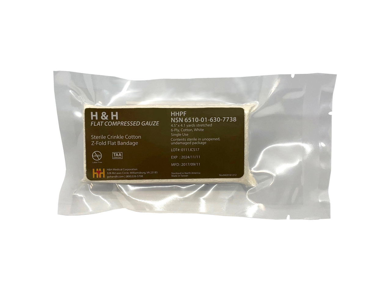 H&H Flat Compressed Gauze - Israeli First Aid