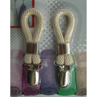 Two Tea Towel Clips - Braided Cotton Loop Cloth Holder - Israeli First Aid