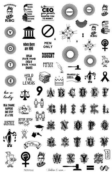 Notorious, RBG Lantern & Wren nail stamp plate, available at www ...