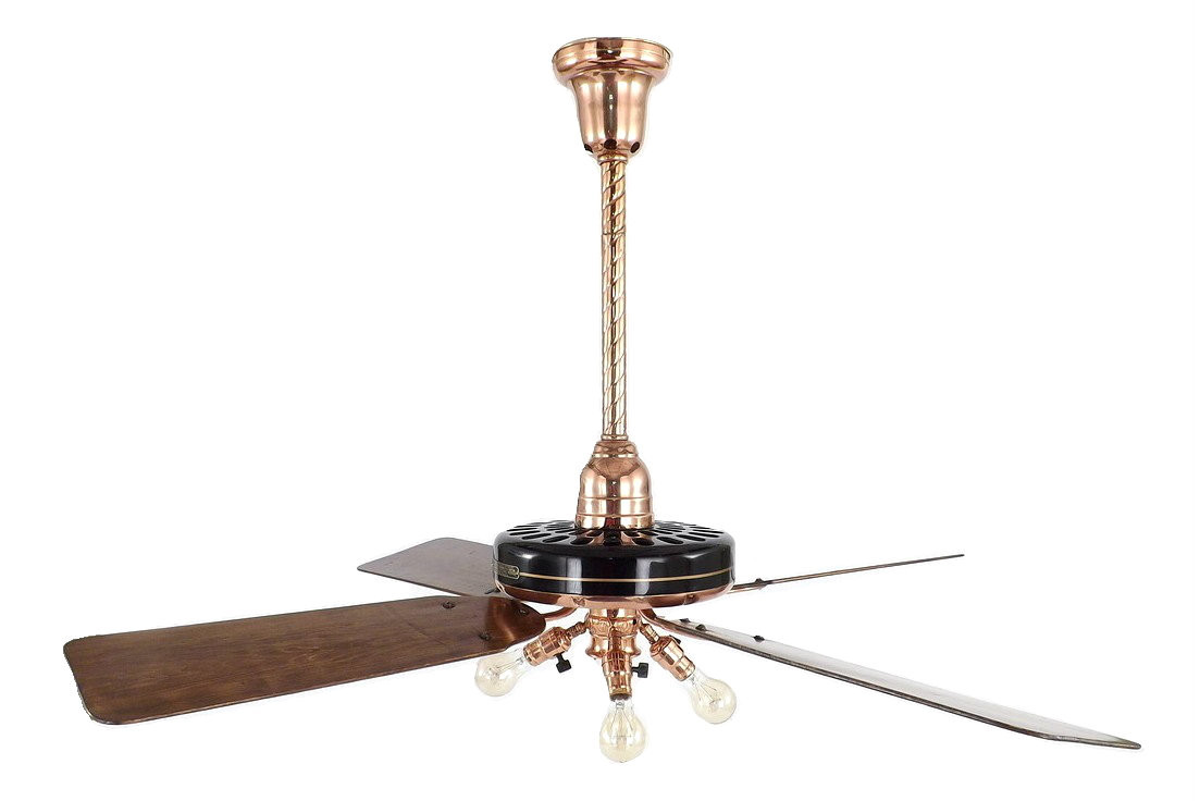1920's 52" Fort Wayne Electric Ceiling Fan Copper Restored - Antique ...