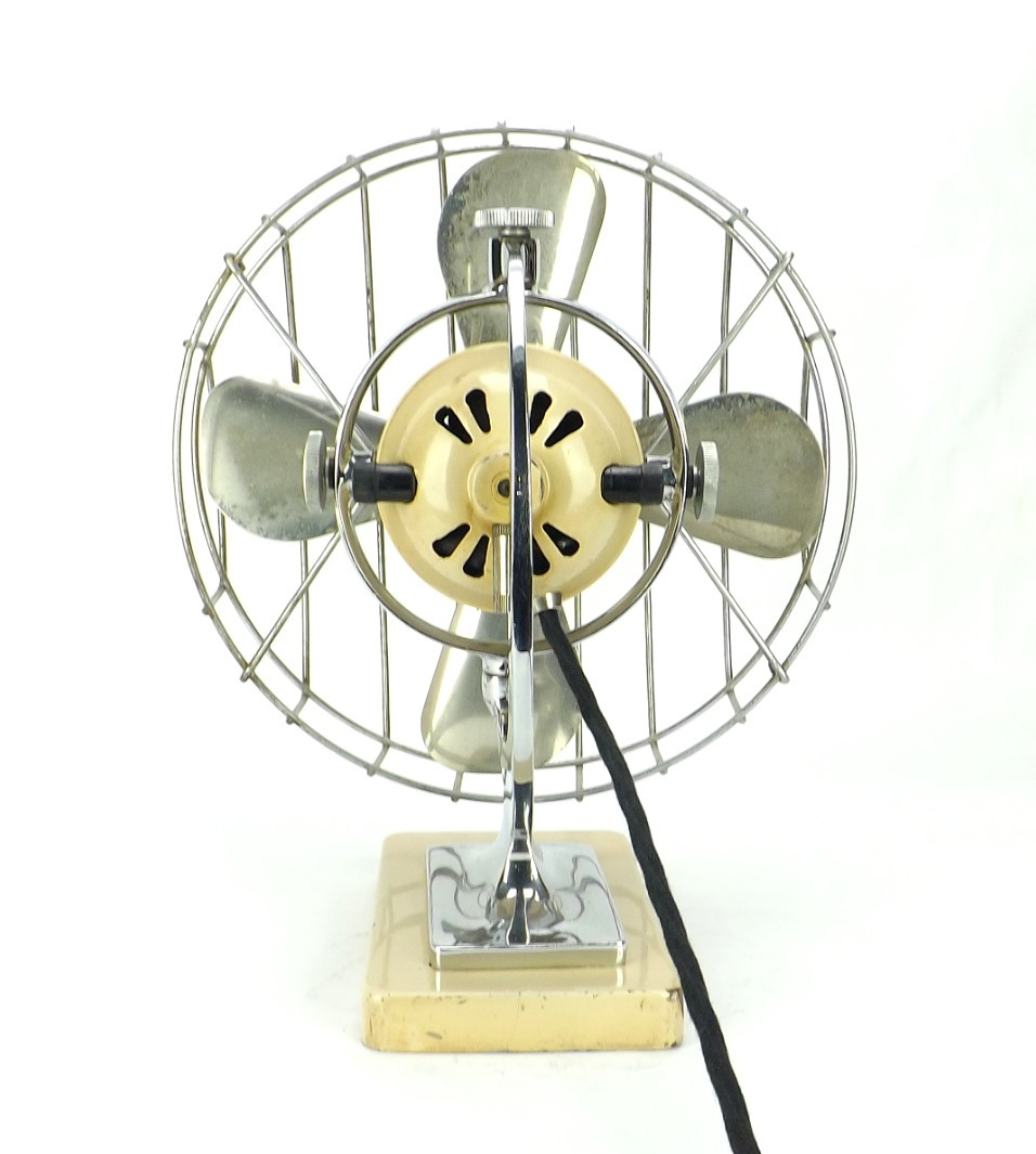 Circa 1930's Elcon 10" Modernistic Desk Fan - Antique Fan Supply Co