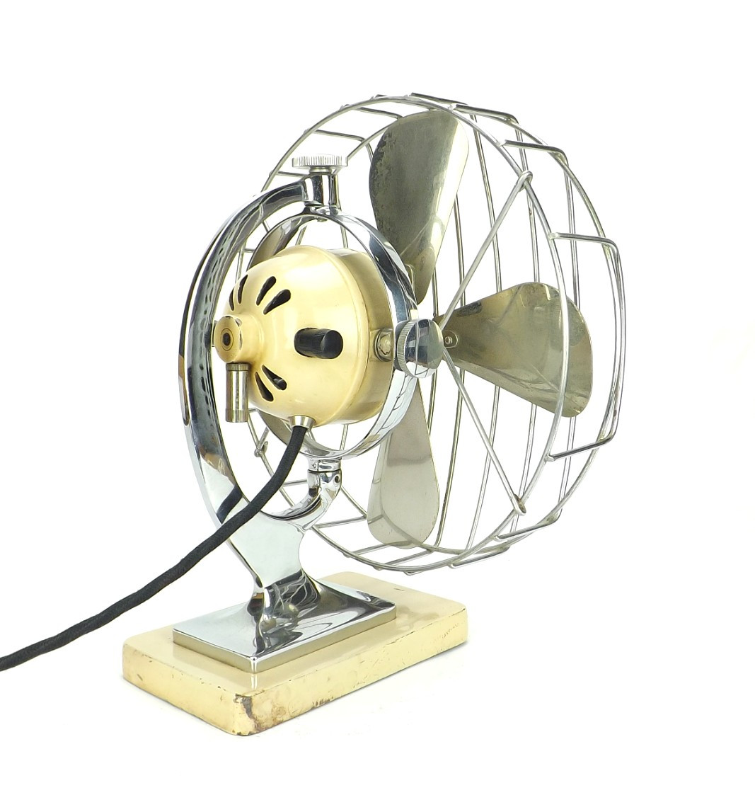 Circa 1930's Elcon 10" Modernistic Desk Fan - Antique Fan Supply Co