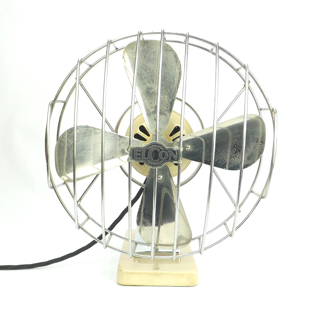 Circa 1930's Elcon 10" Modernistic Desk Fan - Antique Fan Supply Co