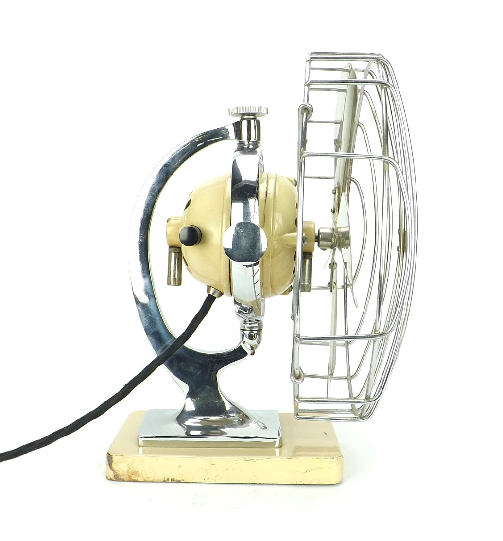 Circa 1930's Elcon 10" Modernistic Desk Fan - Antique Fan Supply Co