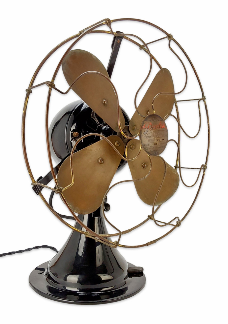 Circa 1920's 12" Peerless Stationary Desk Fan - Antique Fan Supply Co